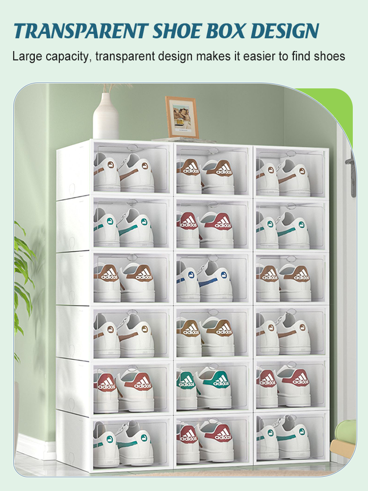 6PCS Large Size Shoes Box Hard Plastic Foldable Dustproof Household ...