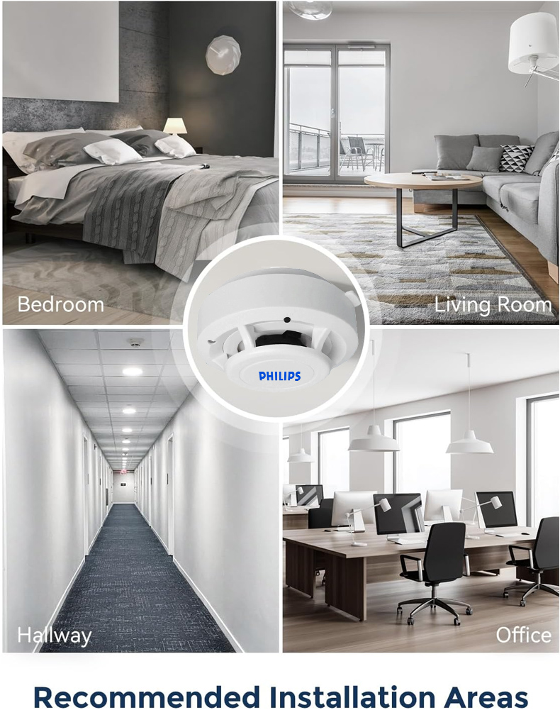 10PCS Smoke Alarm Fire Detector,Battery Included with Test Button for ...