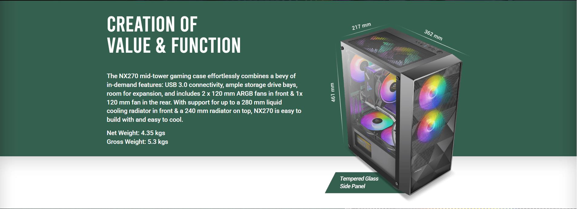 Antec NX270 Elite Tempered Glass ATX Mid-Tower Gaming PC Case | Shopee ...