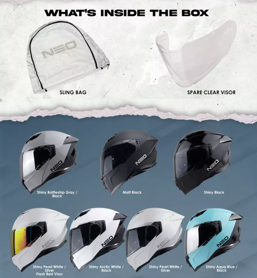 Neo Apex PD S0 V2 - Full Face Modular Motorcycle Helmet with Dual Visor ...