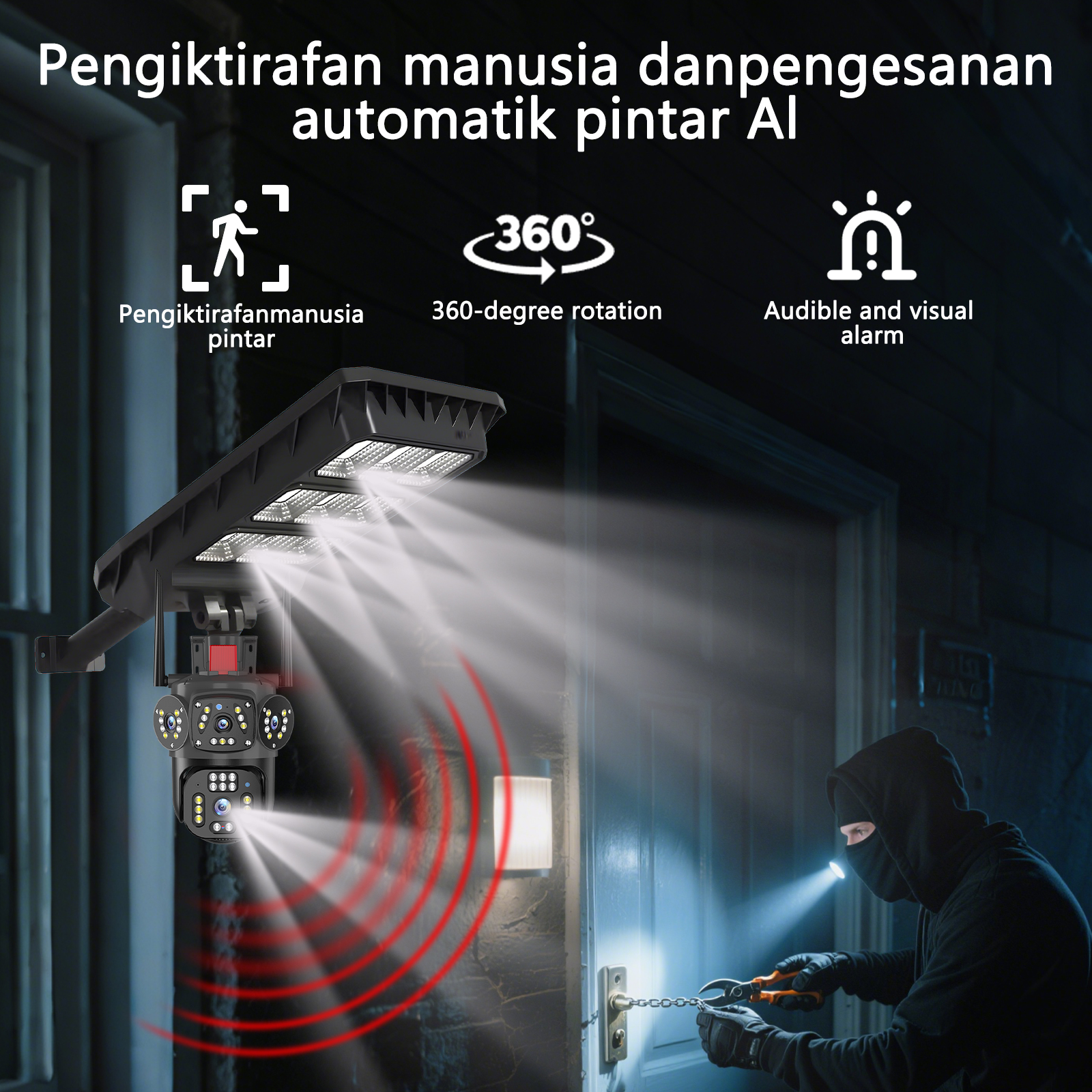 HiEasy AOV Solar street light with surveillance camera. No need to plug ...