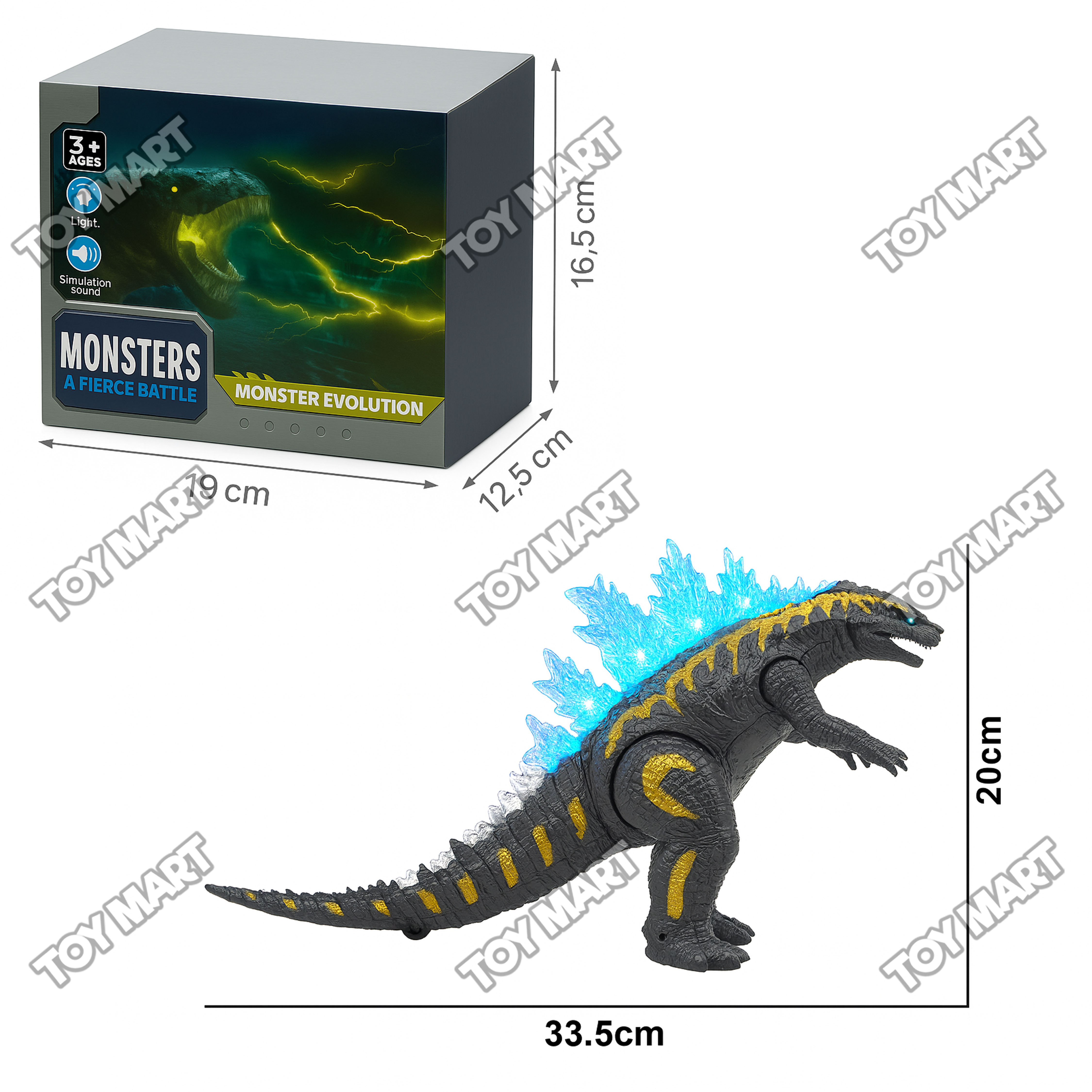 Mega Atomic Godzilla Monsterverse Beast Walking Toy w/ Light-Up Spikes ...