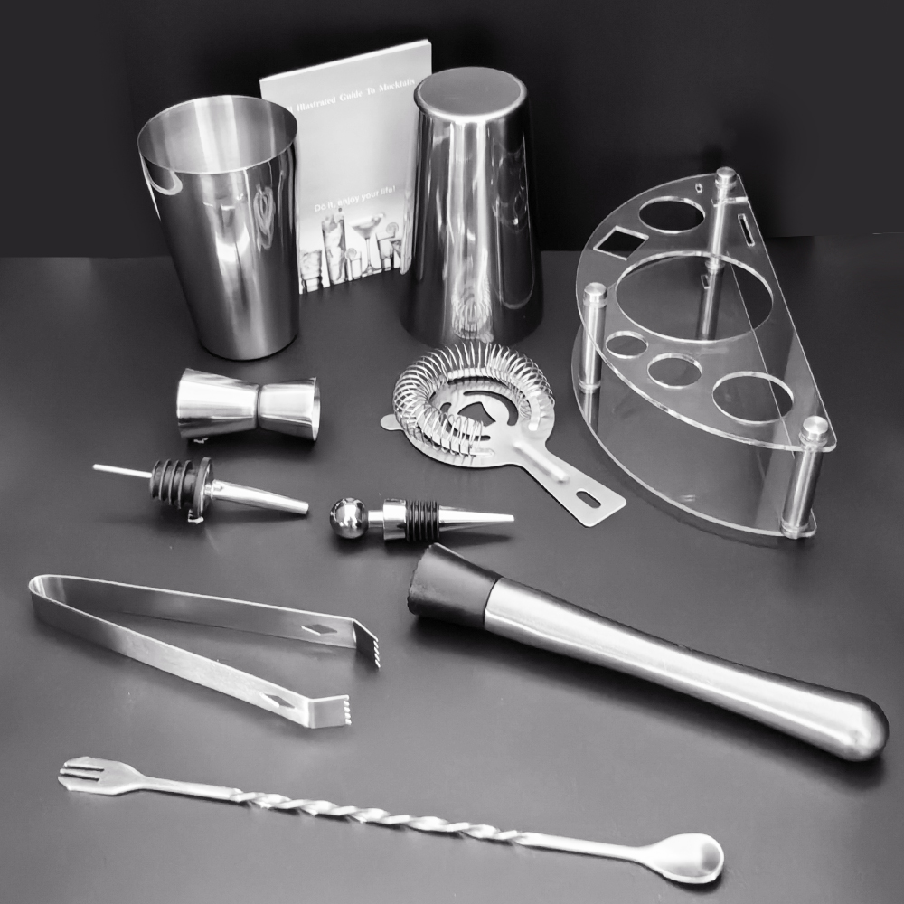 [Ship Local] 10Pcs 750/600ml Stainless Steel Boston Cocktail Shaker Set ...