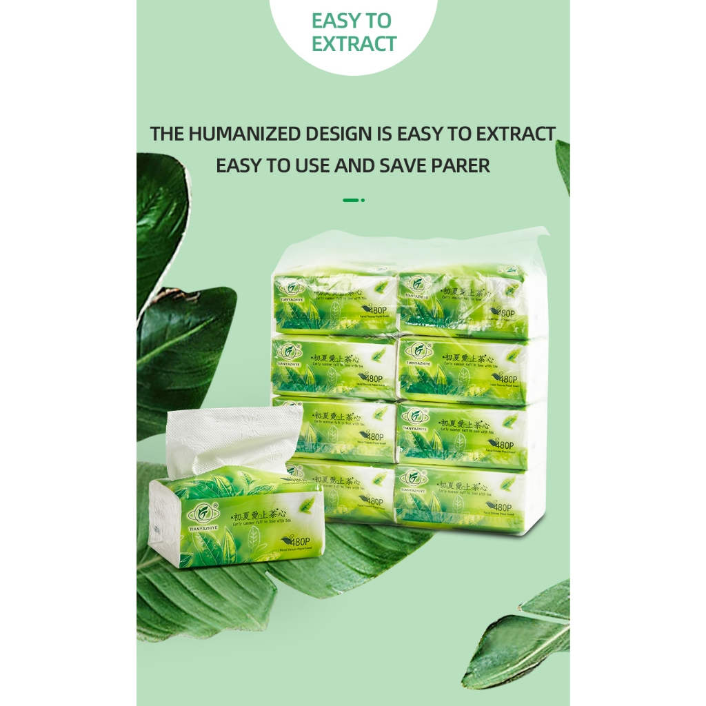 (480 sheets x 8 Packs) 0.9kg TC Organic green tea Facial Tissue Paper ...