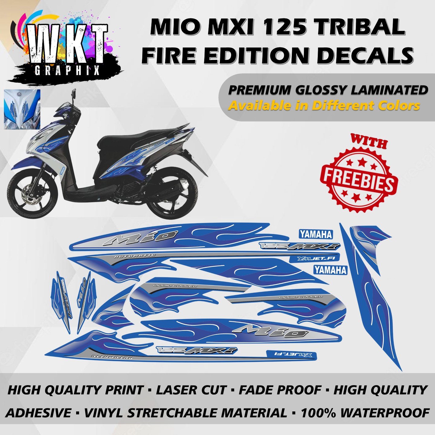 YAMAHA MIO MXI 125 TRIBAL FIRE EDITION DECALS (WATERPROOF, LAMINATED ...