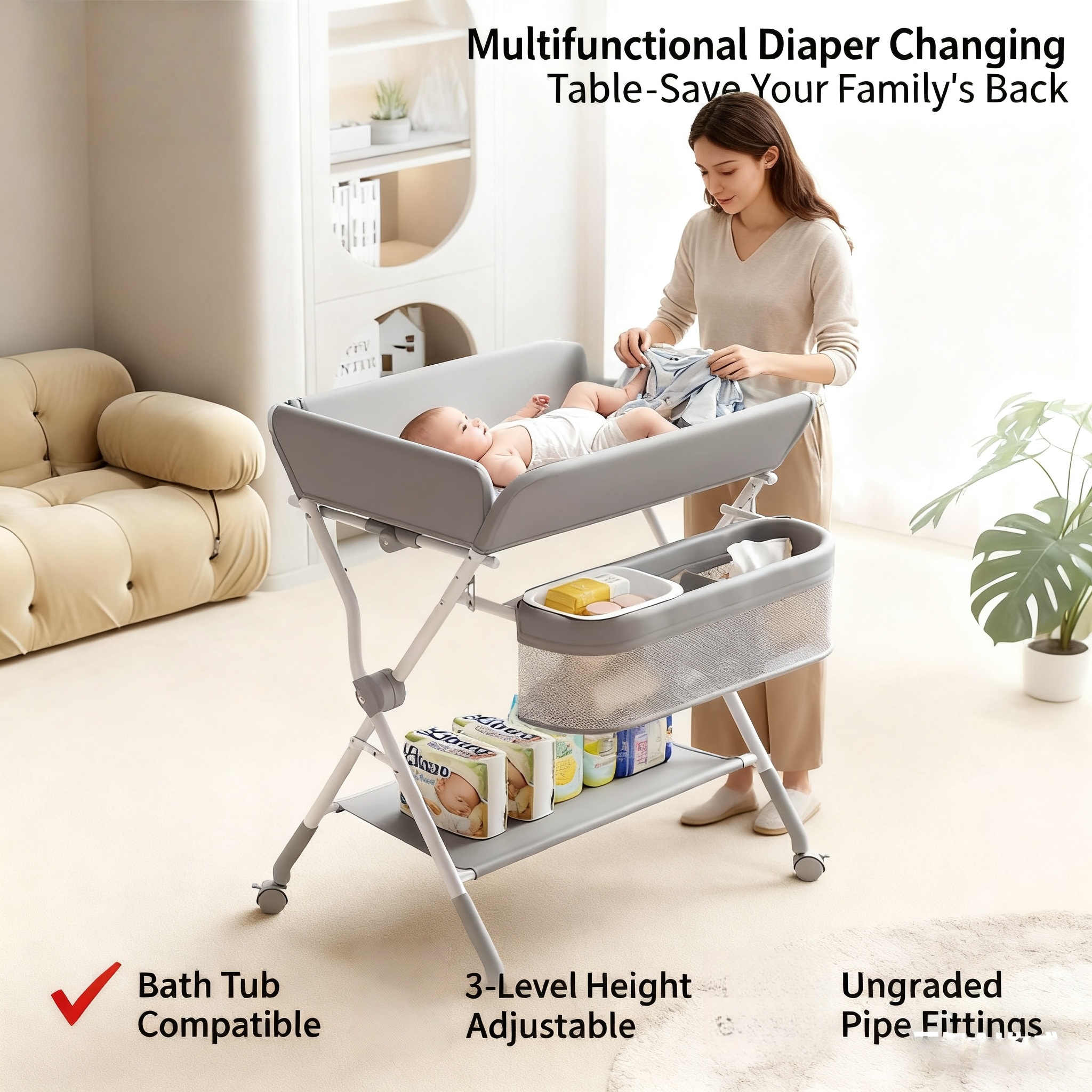 【COD】 Baby Diaper Changing Table Foldable Newborn 0-3 Years Care Diaper ...