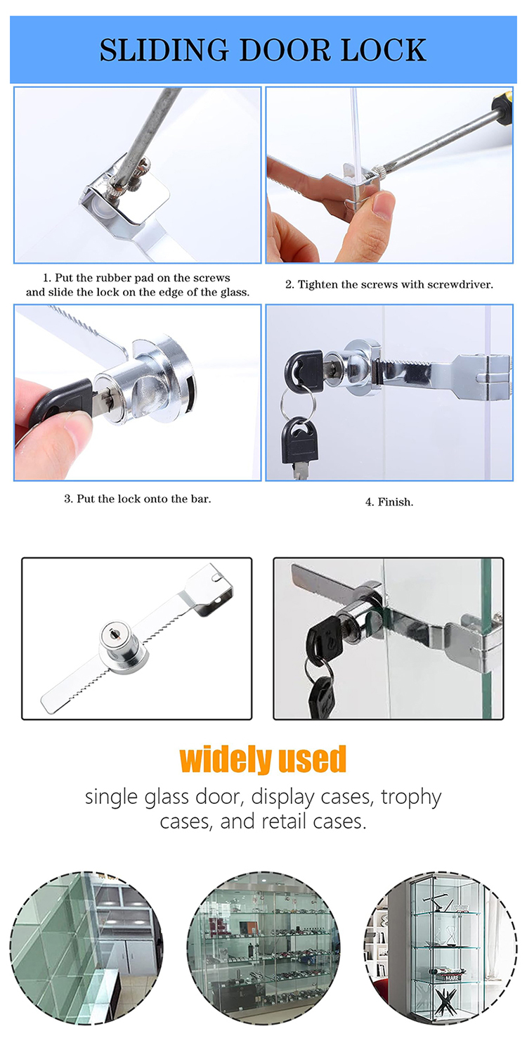 （fast Delivery）sliding Display Cabinet Glass Door Lock With 2 Keys 2881