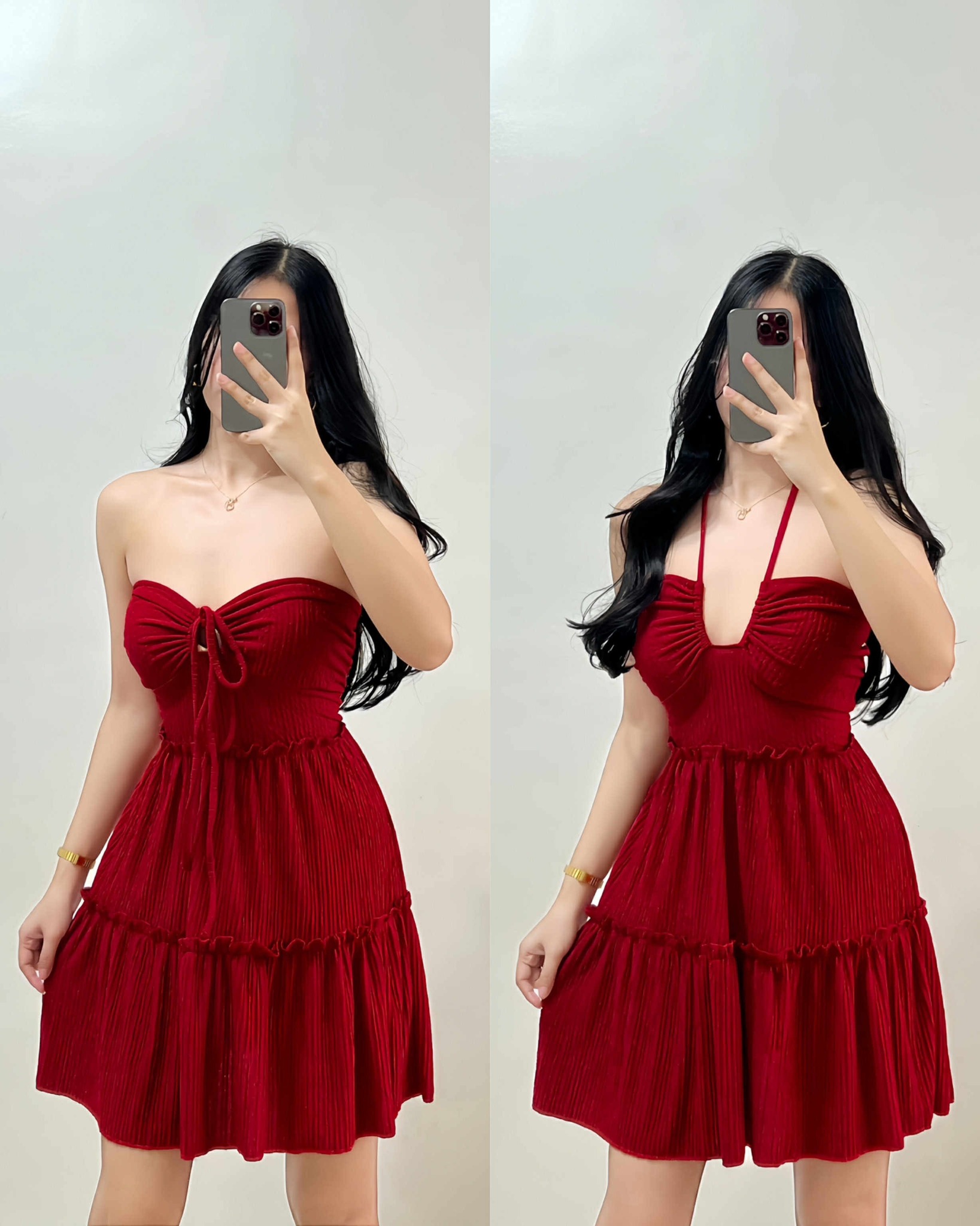 ZEALO Greta Tube Self Tie A-Line Mini Dress for Women – Bark Crepe ...