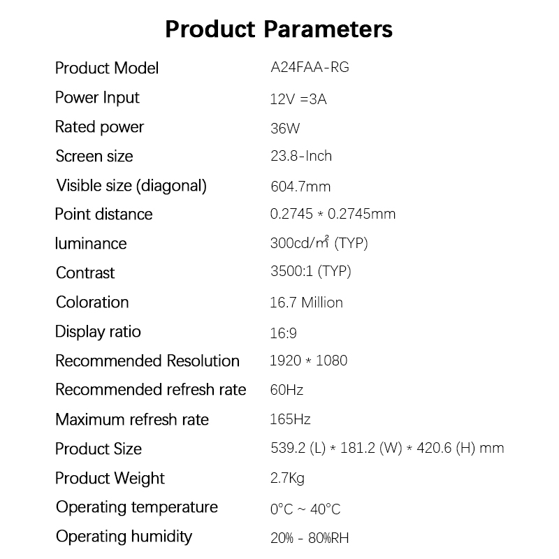 Xiaomi Redmi G24 Gaming Monitor 23.8 inch 165Hz IPS HD HDR10 120%sRGB ...
