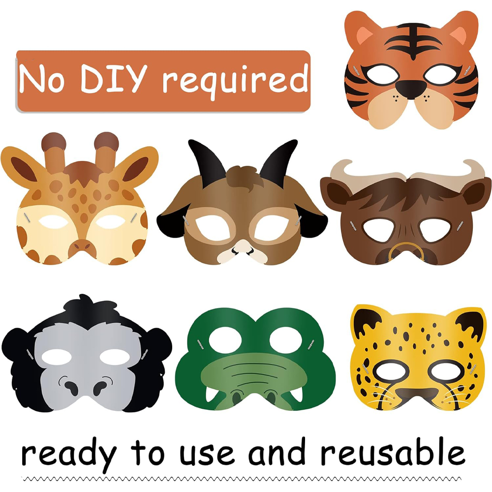16Pcs Woodland Safari Animal Party Mask Carnival Jungle Safari Animal ...