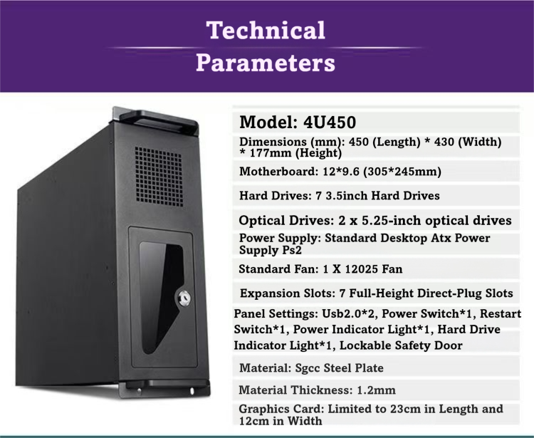 2U/4U rack mounted industrial control chassis computing computer MATX ...