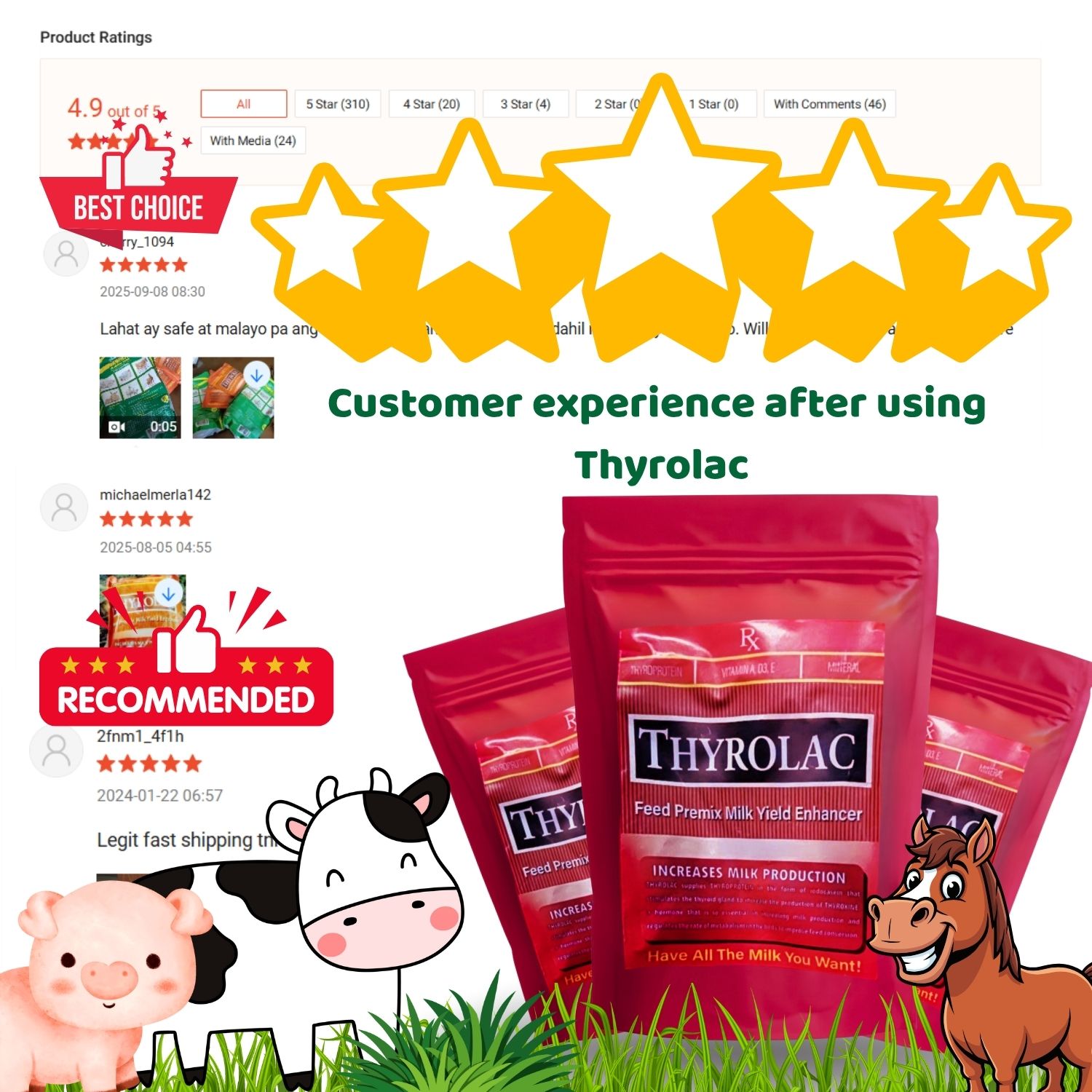 Thyrolac Feed Premix Milk 500g metabolism Enhancer for pigs,cattle and ...