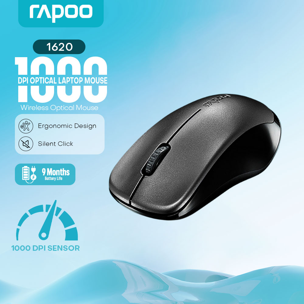 Rapoo 1620 Wireless Mouse for Laptop Computer 2.4G 100DPI | Shopee ...