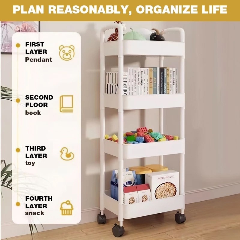 Storage cart, storage rack, snack organizer, kitchen storage, bathroom ...