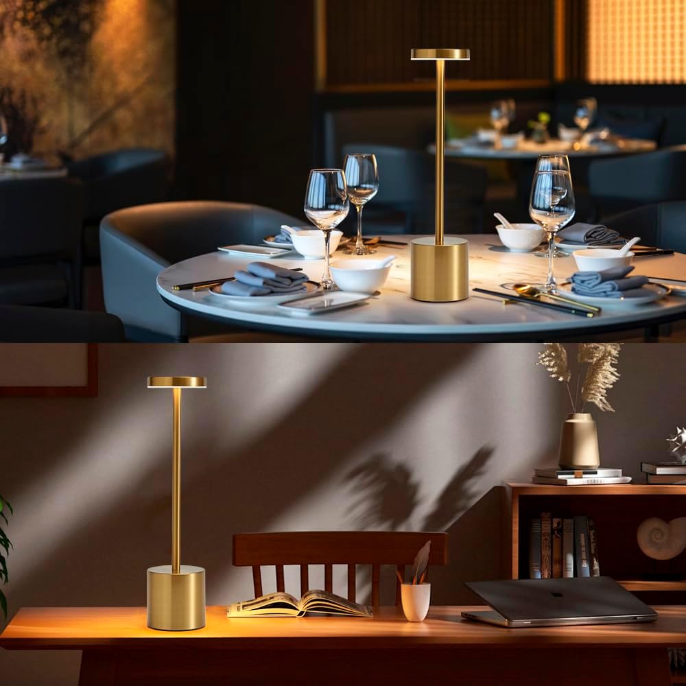 Gold Star Bar Table Lamp LED 3Colors Metal Desk Light Brightness Indoor ...