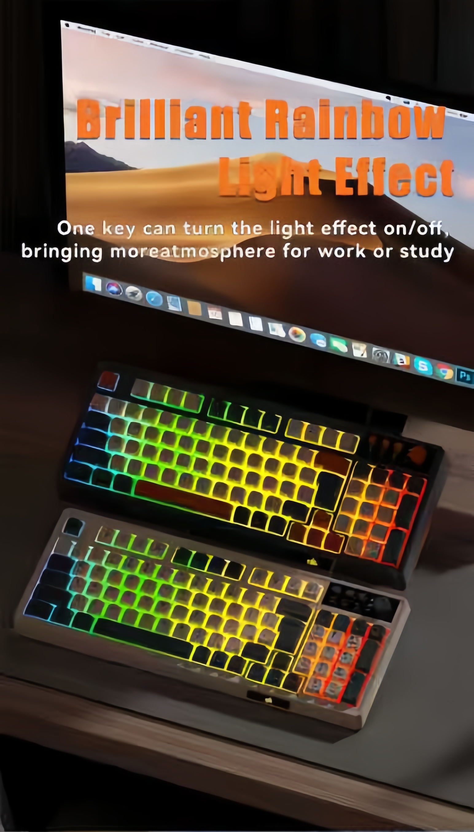 Zeus Wired Rainbow LED Gaming Keyboard 98 Keys Silent Media Keys Volume ...