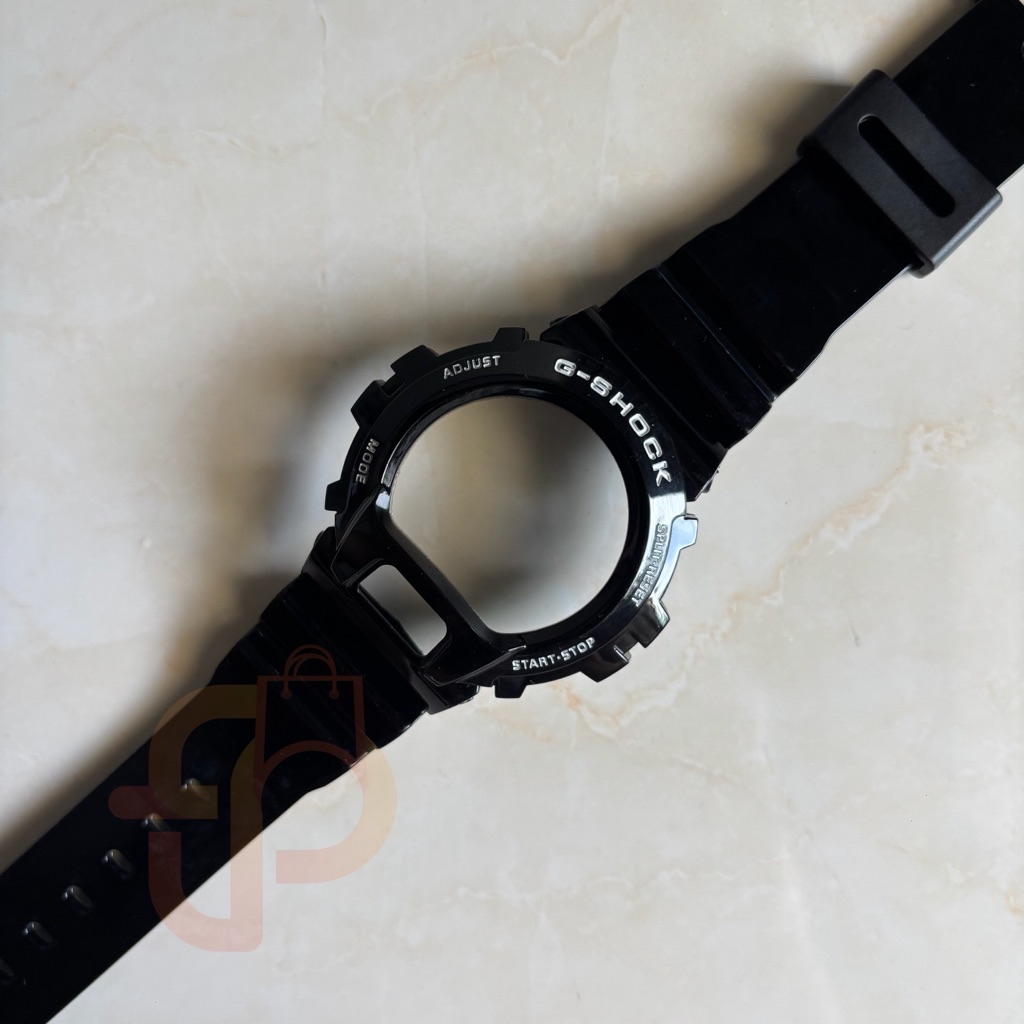 Replacement Strap & Bezel Glossy Black white for Gsh0ck DW6900 DW-69000 ...