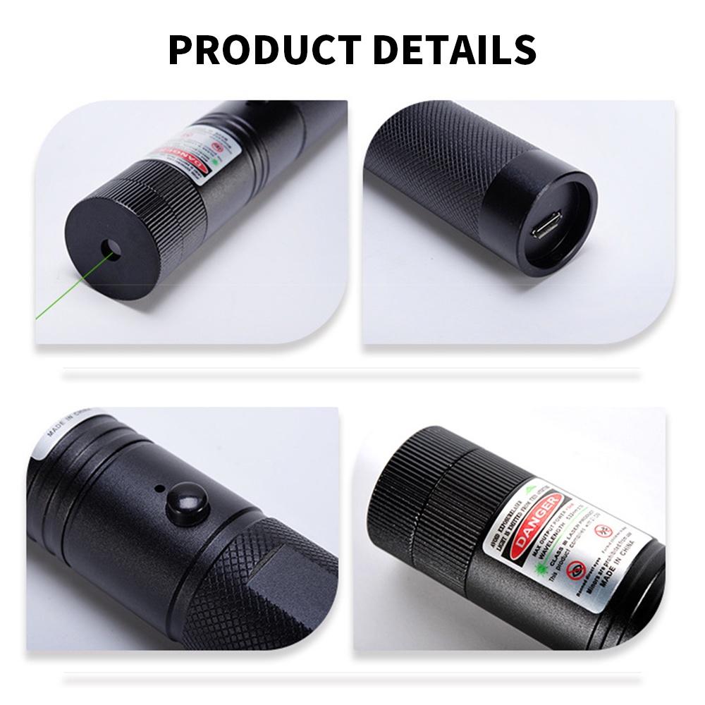 USB Rechargeable Green Laser Pointer 532nm High Power Long Distance ...