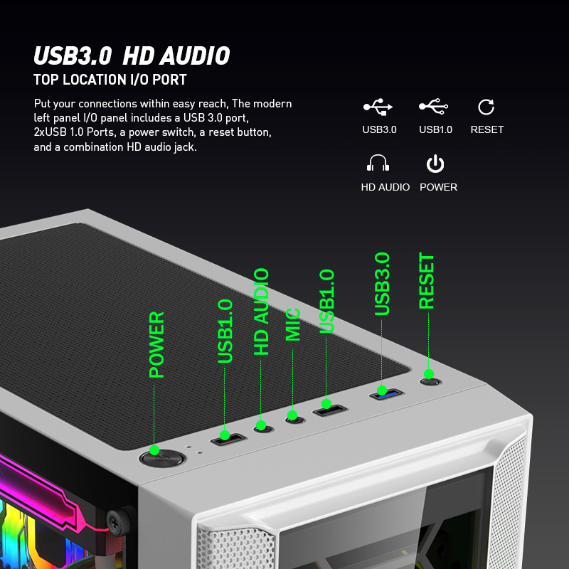 Esgaming F07 Pc Case With Tempered Glass Mid Tower Micro ATX Gaming ...