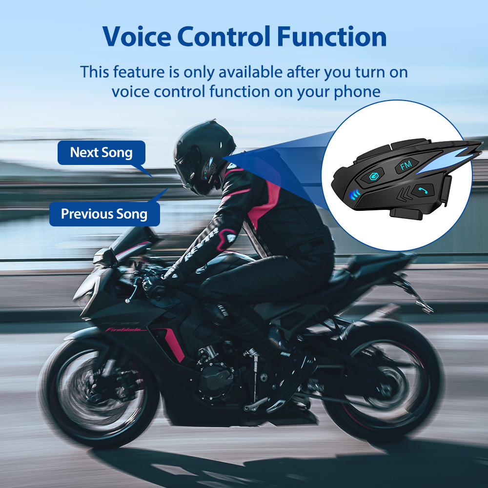 GEARELEC Shark Motorcycle Intercom Headset 2 Riders Intercom 1000m ...