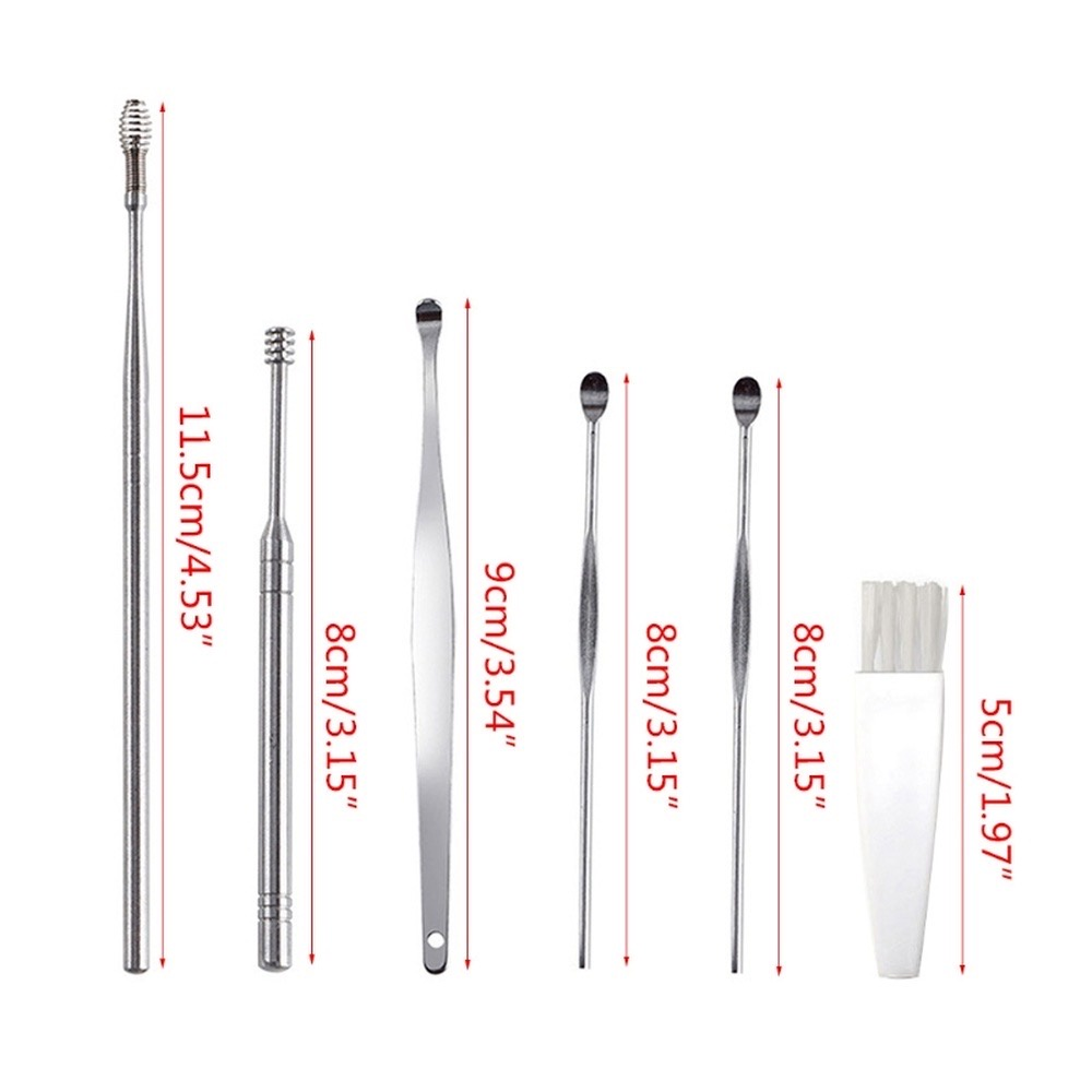 Perfect 6 Portable Ear Cleaner Set Earpick Ear Wax Remover Ear Curette ...