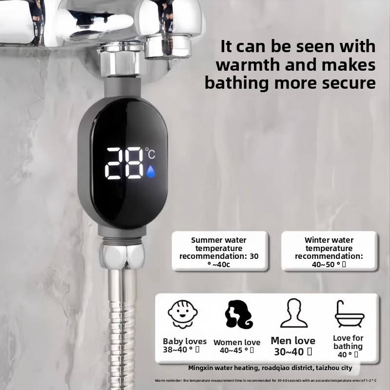 Shower Faucet Water Temperature Gauge with LED Display for Kids and ...
