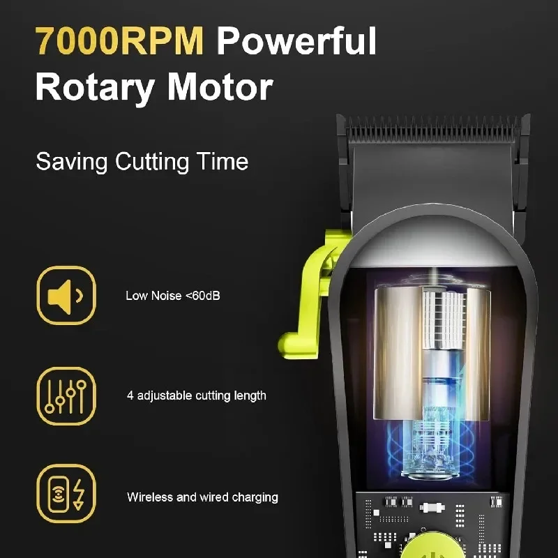 WMARK NG-130 Professional Design Hair Clipper Wireless Charging Barber Full Transparent Hair ...