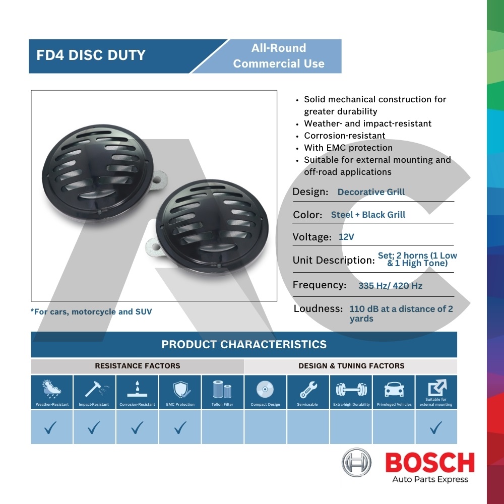 BOSCH HORN FD4 12V SET W/ FREE INSTALLATION KIT | Shopee Philippines