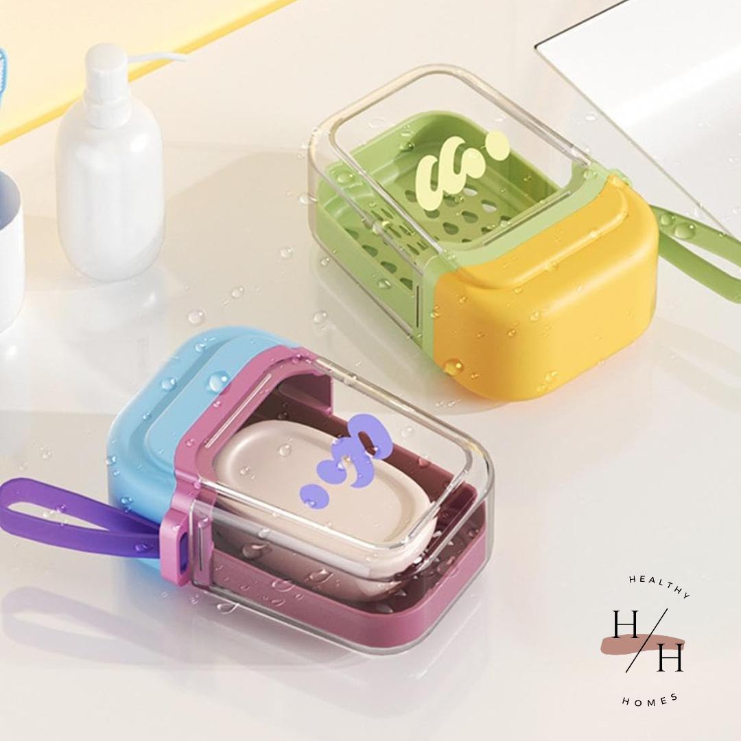 Cute Portable Soap Case with Lid | Leakproof Double Drain Soap ...
