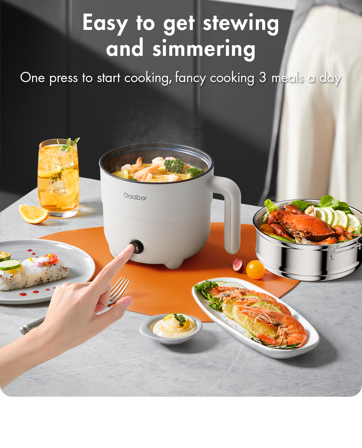 Gaabor Rice Cooker Non-stick Electric Pot Strong Power Multi-Purpose ...
