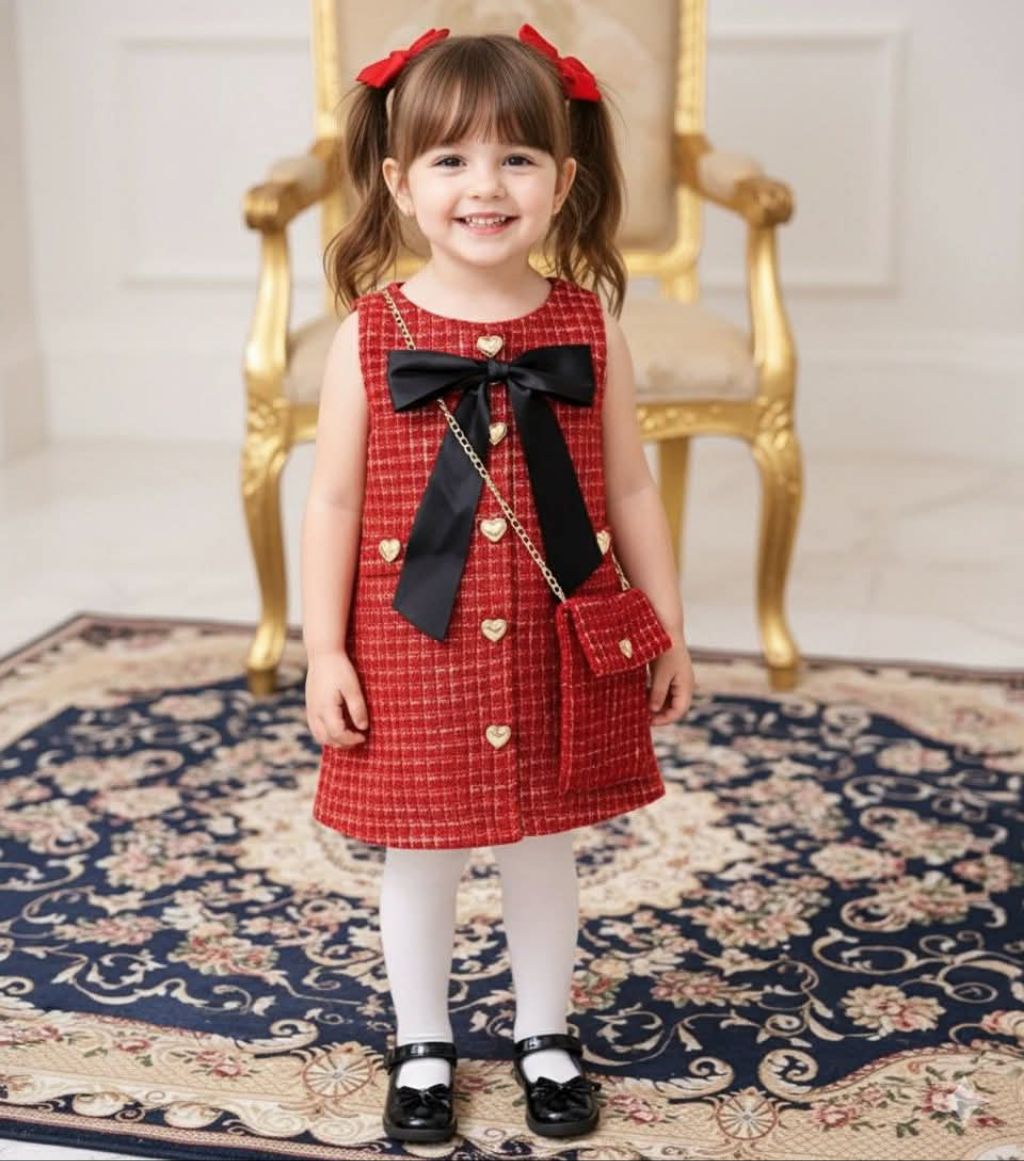 “Girls Tweed Dress with Bag (1–10Y) | Elegant & Stylish Formal Outfit ...
