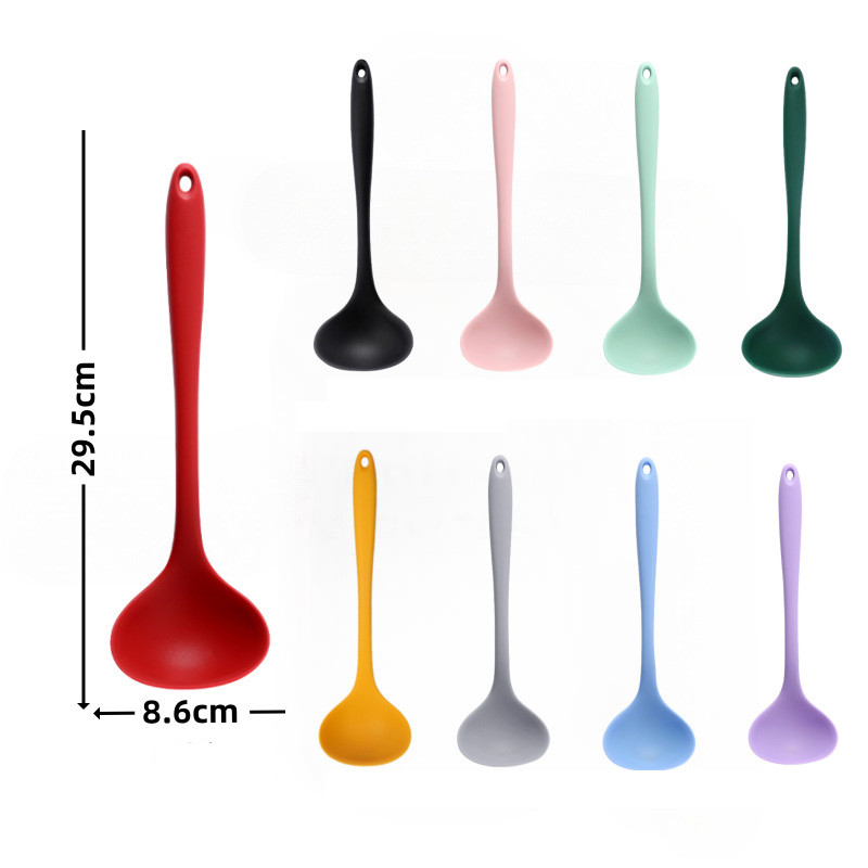 Silicone Cooking Utensils Heat-Resistant Kitchen Spatula Soup Ladle ...