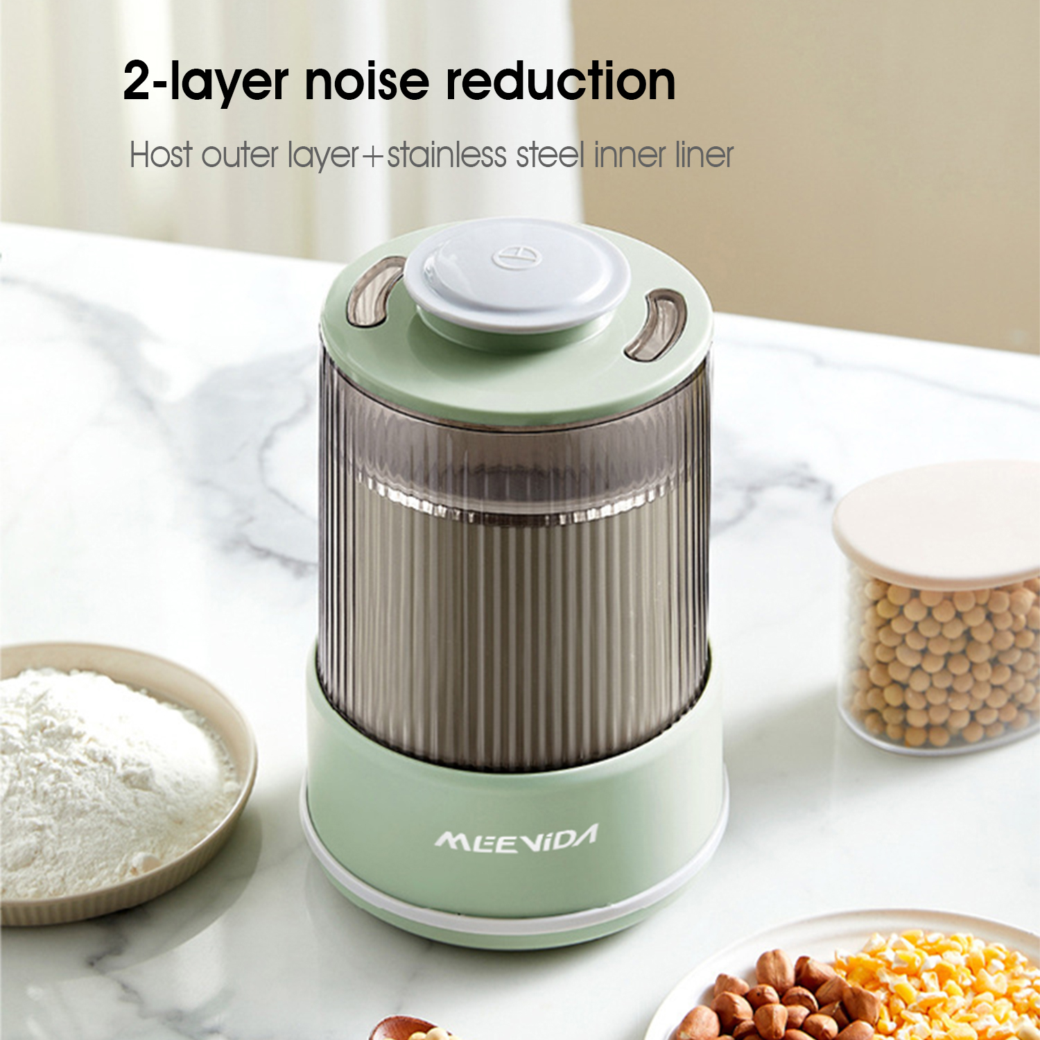 MEEVIDA Portable Electric Grinder Strong Power Finely Ground Grains ...