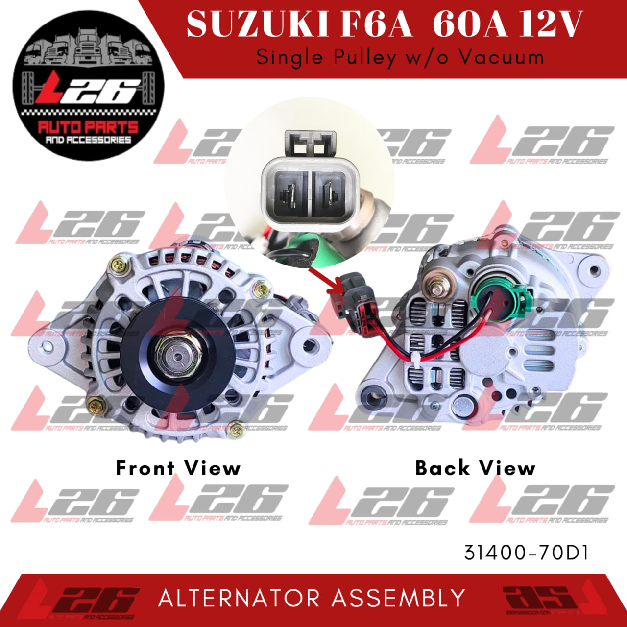 Suzuki F6A/F5A Alternator Assembly 60A 12v 31400-70D1 Single Pulley ...
