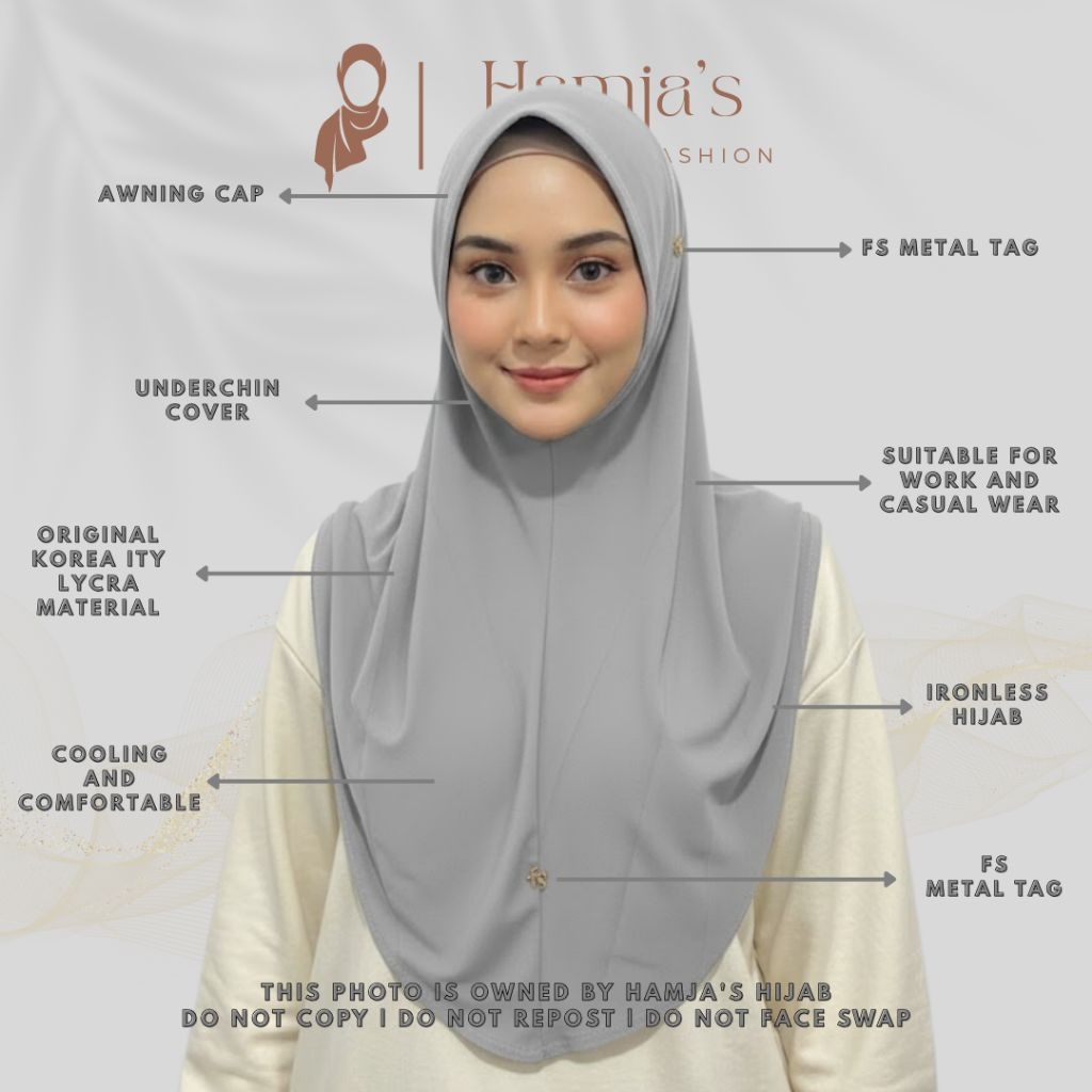 So-Lana FS Metal Tag Hegira Inspired Hijab Original ITY Lycra Material Slip-On Zero-Styli ...
