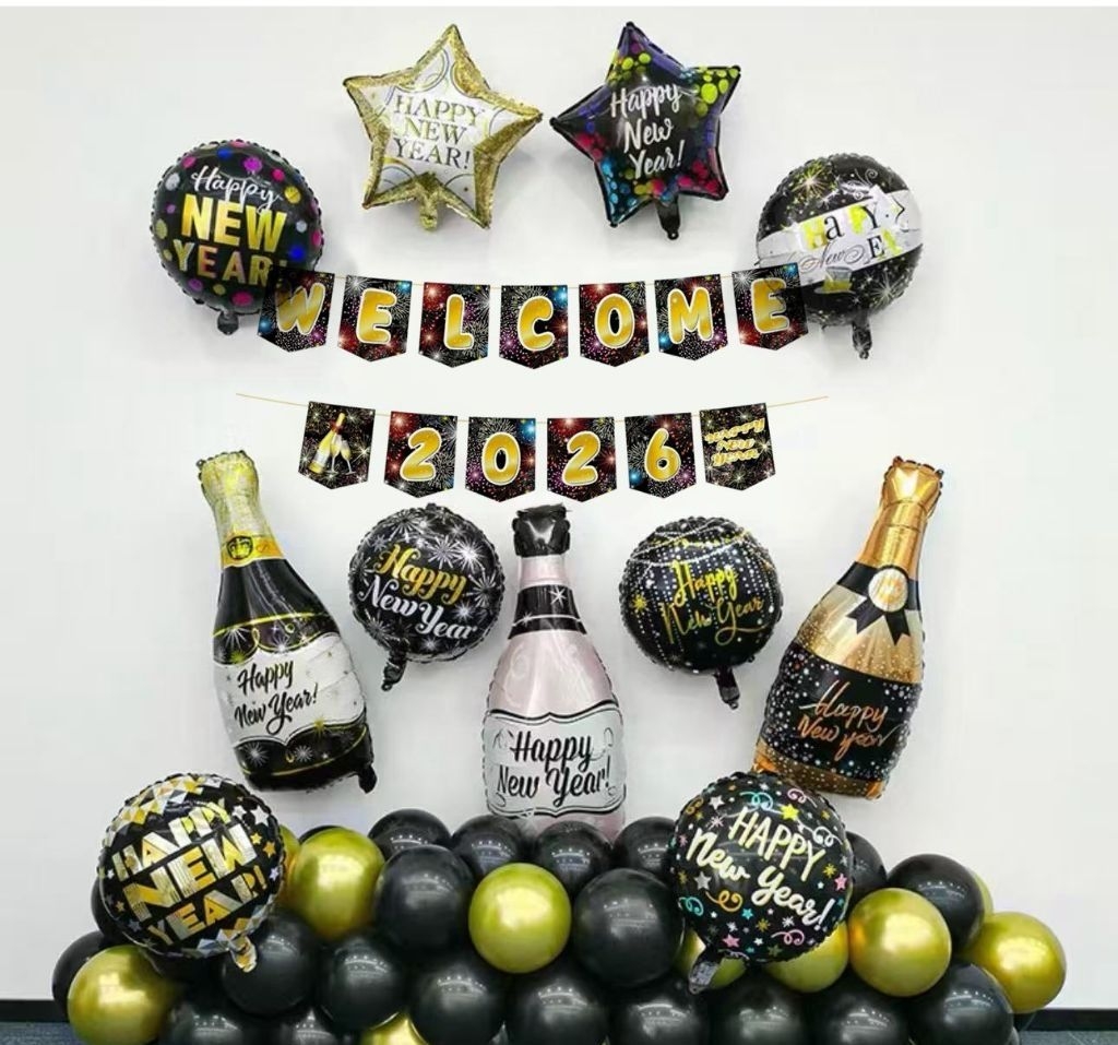 happy new year welcome 2026 banner set with free string / letter banner ...