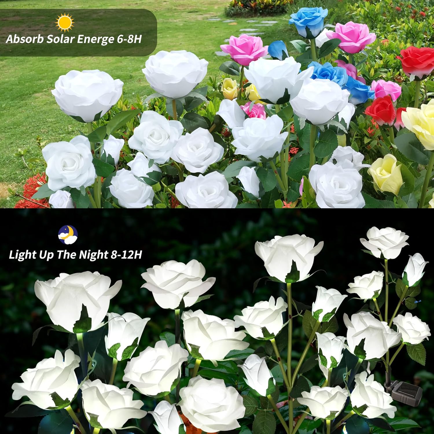 Flora Solar Rose Flower Lights Christmas Lights Outdoor Waterproof ...