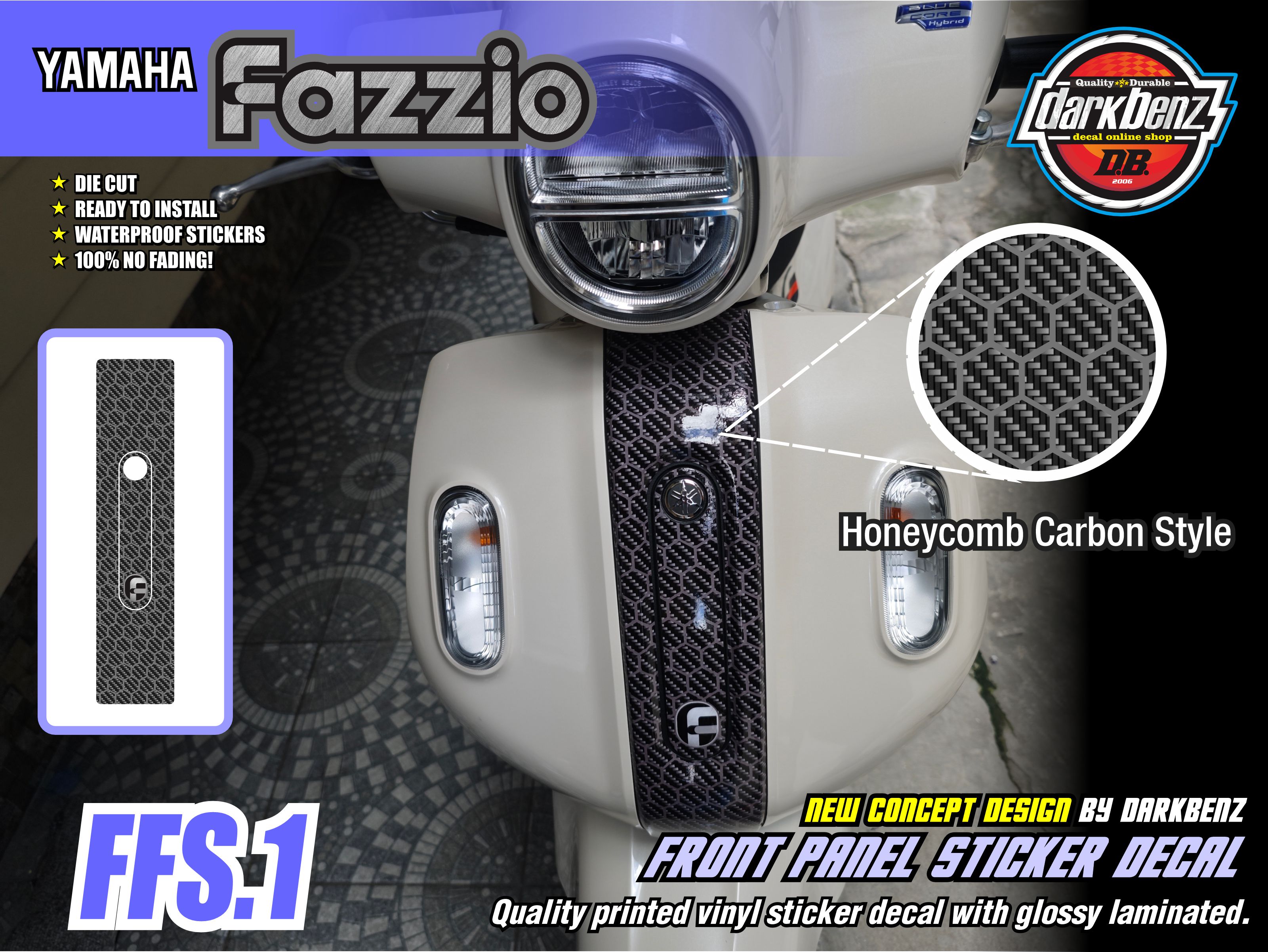 Yamaha Mio Fazzio New Front Panel Concept Quality Printed Sticker ...