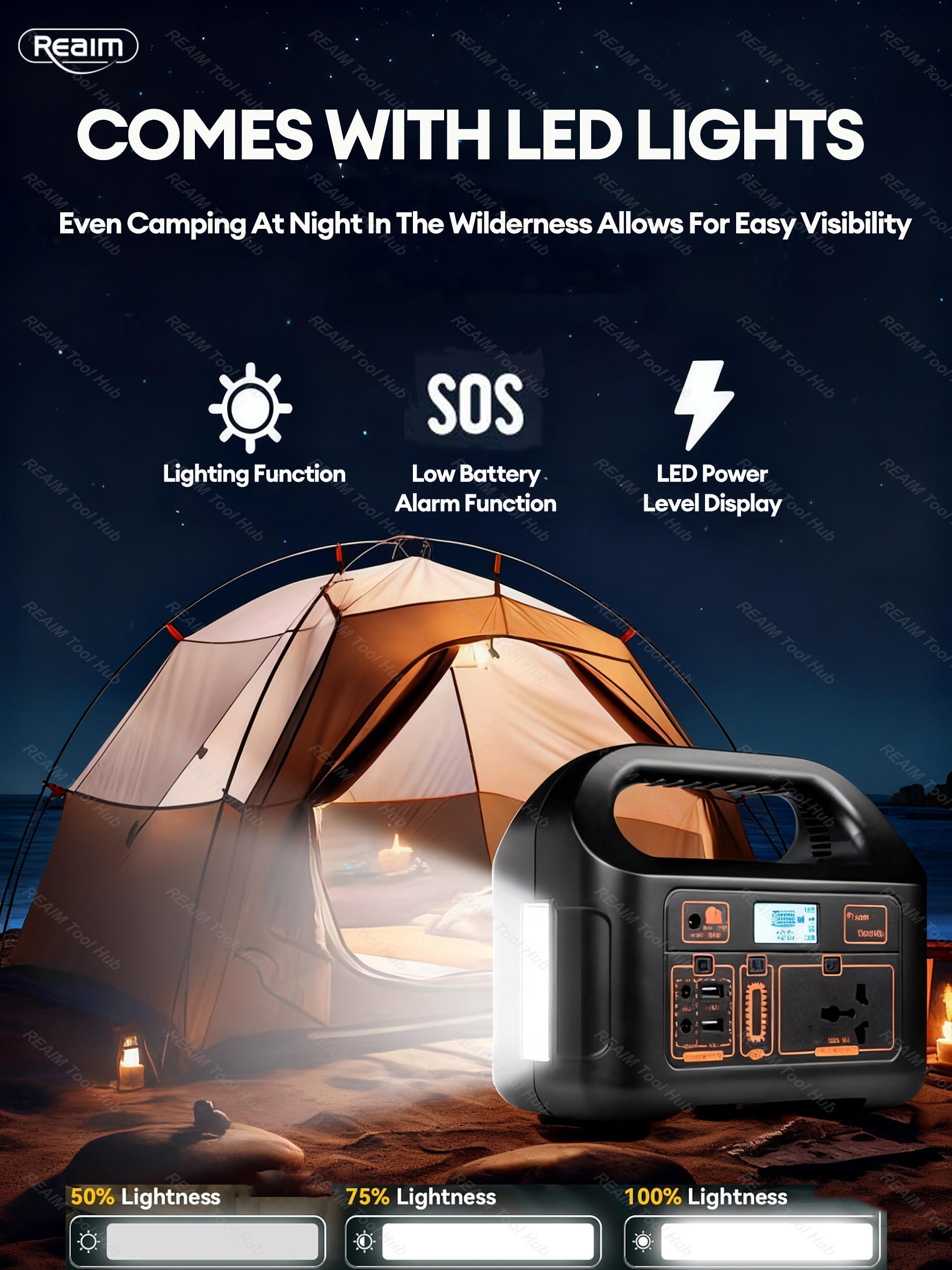 REAIM Power Station with Solar Panel Portable Generator 76.8WH Multi ...
