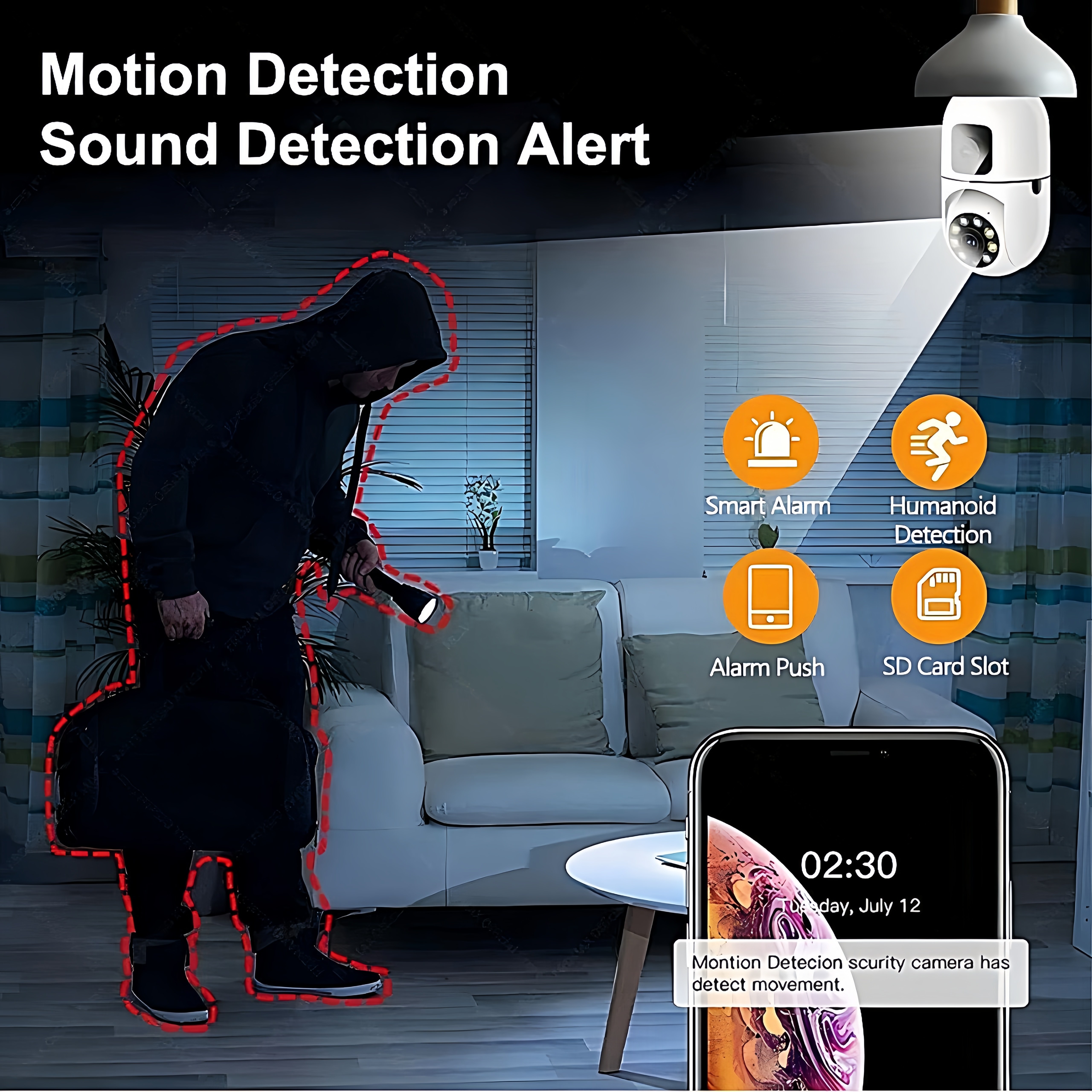 V380 Pro CCTV Bulb Camera Auto Tracking 2K Night Vision Wireless WiFi ...