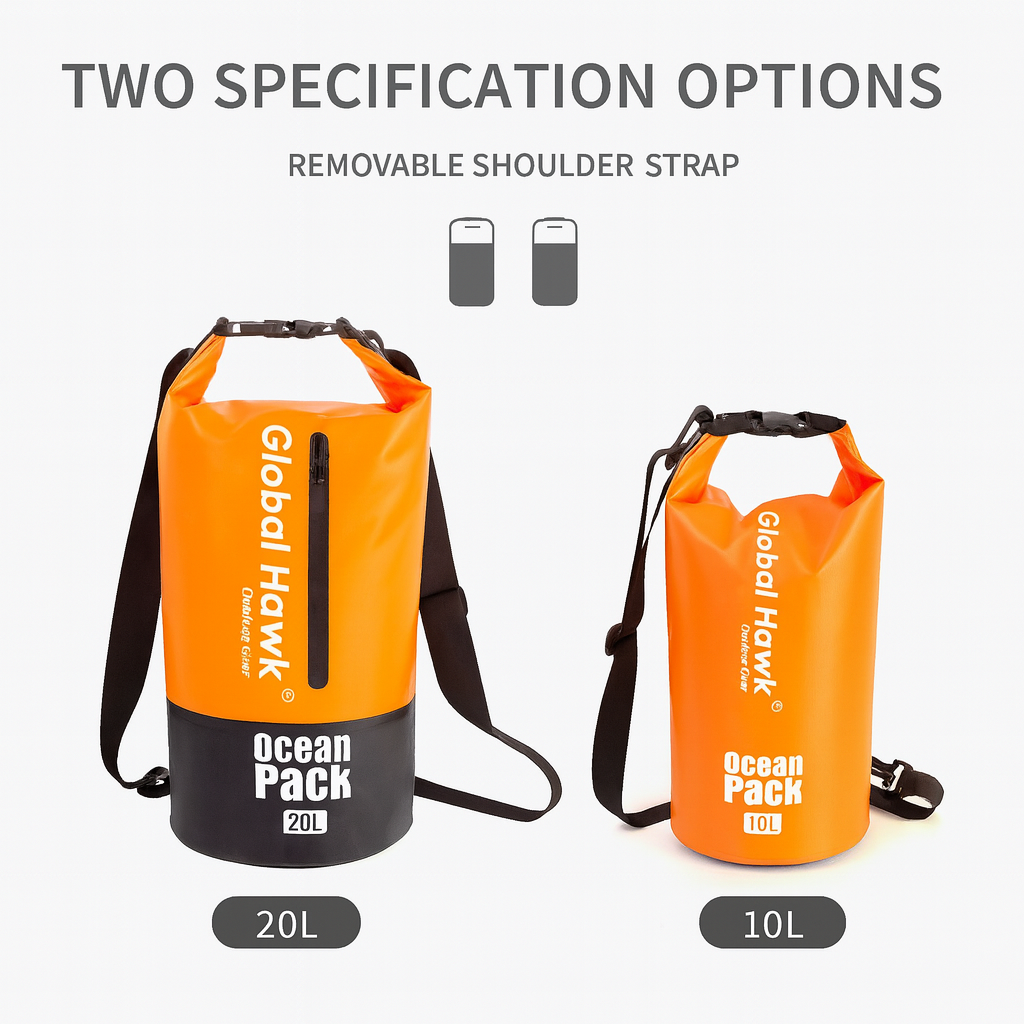 Go bag 20L Waterproof Dry Bag Matibay na PVC Floating Bag para sa Beach ...
