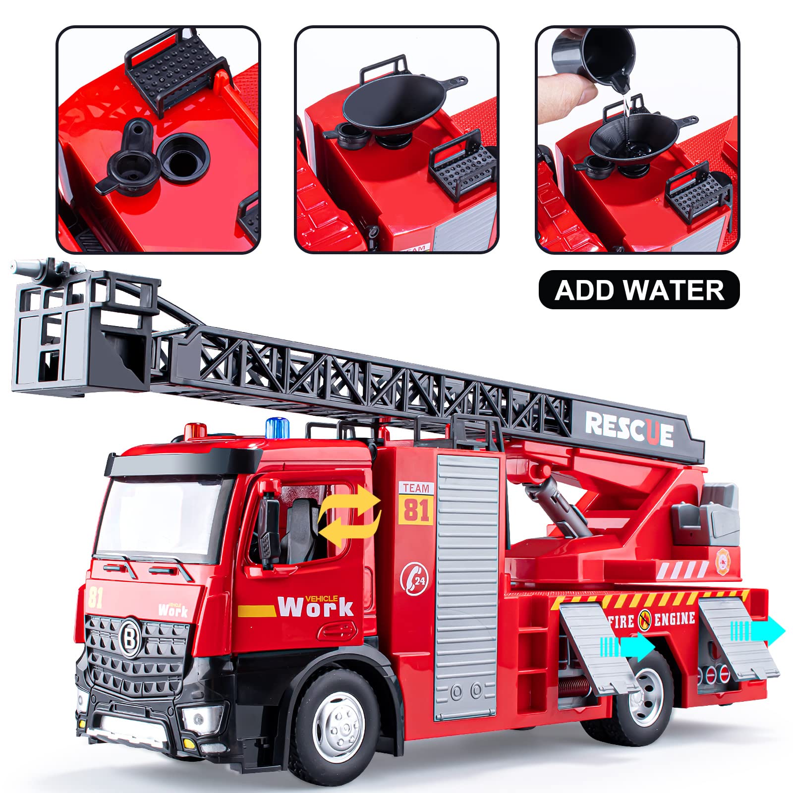 Alloy Toy big fire truck with water Spray for kids car toys boys army ...