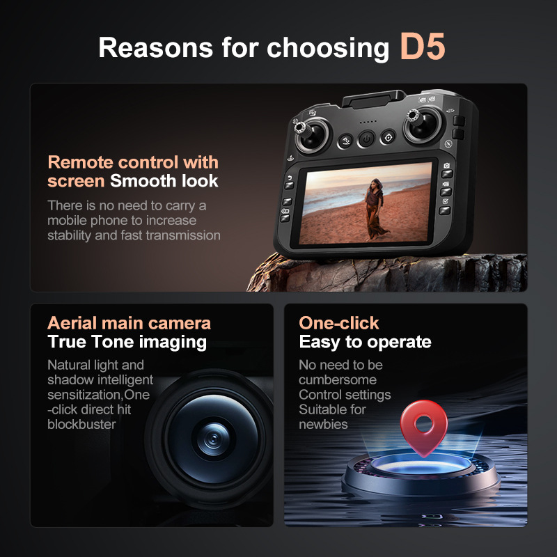 D5 Professional Drone Dual 4K camera with 2 battery Intelligent ...