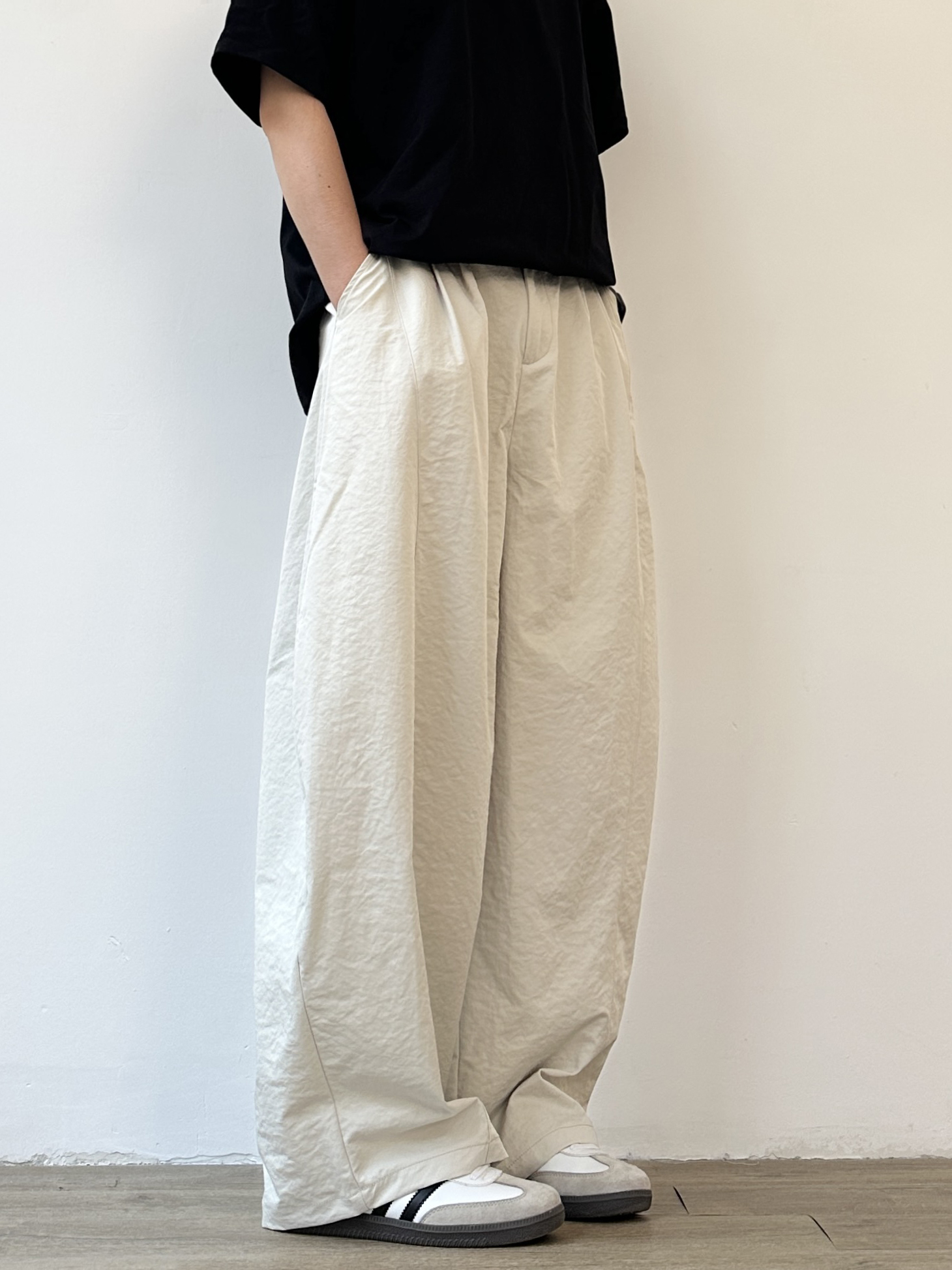 ACHSAWAKE Men's Trousers Solid-Colored Casual Loose Wide-Leg Cargo ...