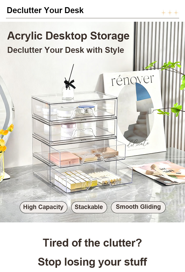 Acrylic Table Organizer Box Drawer Type Stackable And Organizer ...