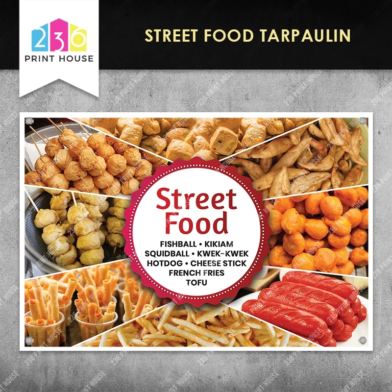 STREET FOOD Tarpaulin Banner • Fishball, Kikiam, Squidball • Food Cart ...