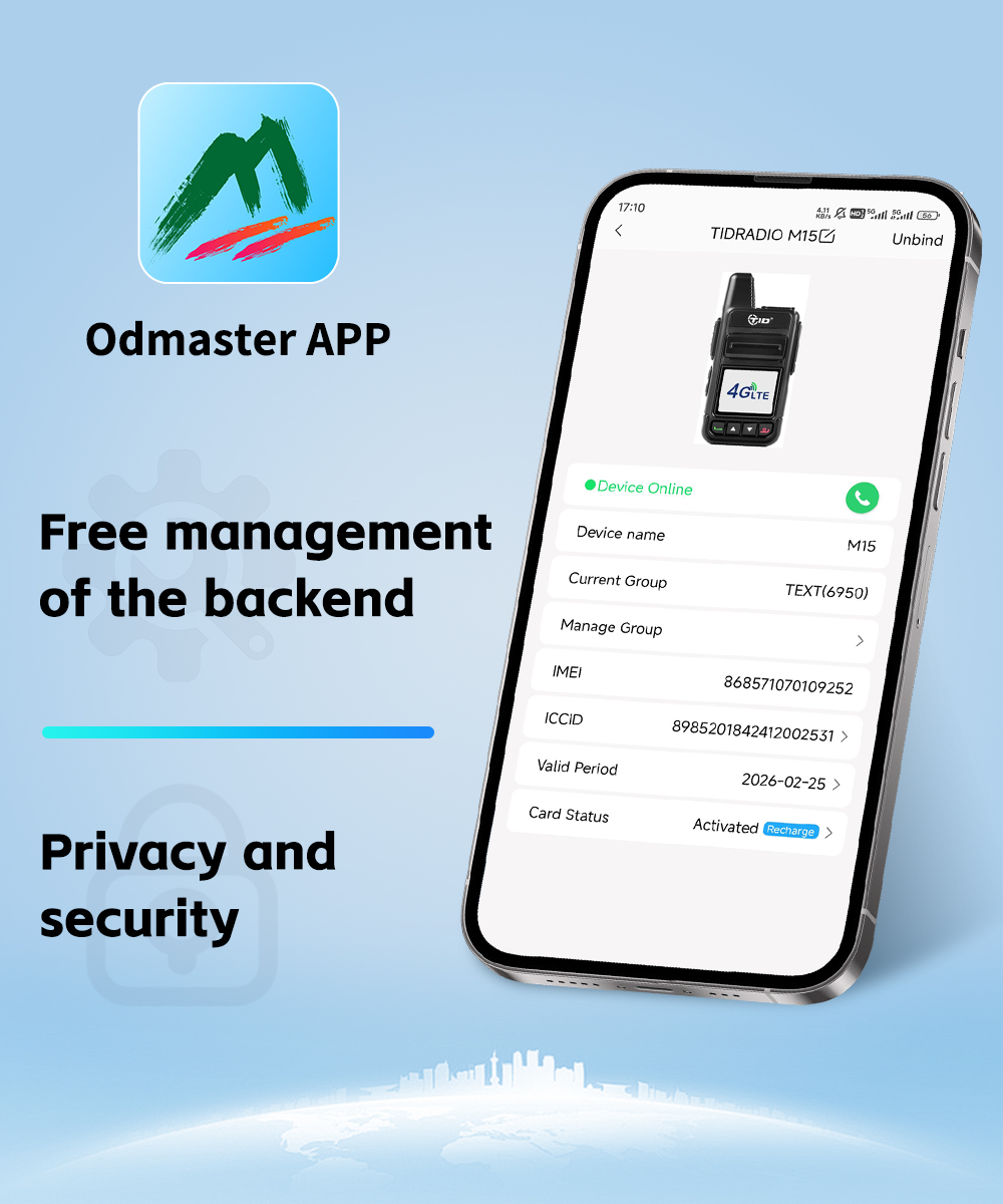 *COD* one year of free TIDRADIO M15 poc radio Odmaster 4G Global call ...