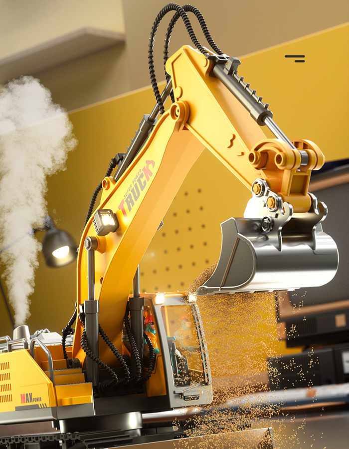 Remote Control Alloy Excavator 17 Channel Rechargeable Bulldozer ...