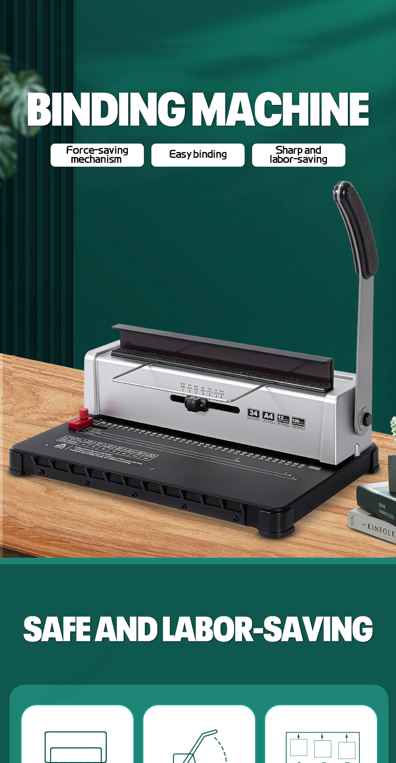 34 Hole Ring/Comb Binding Machine A3/A4 Size Office Heavy Duty Binding ...