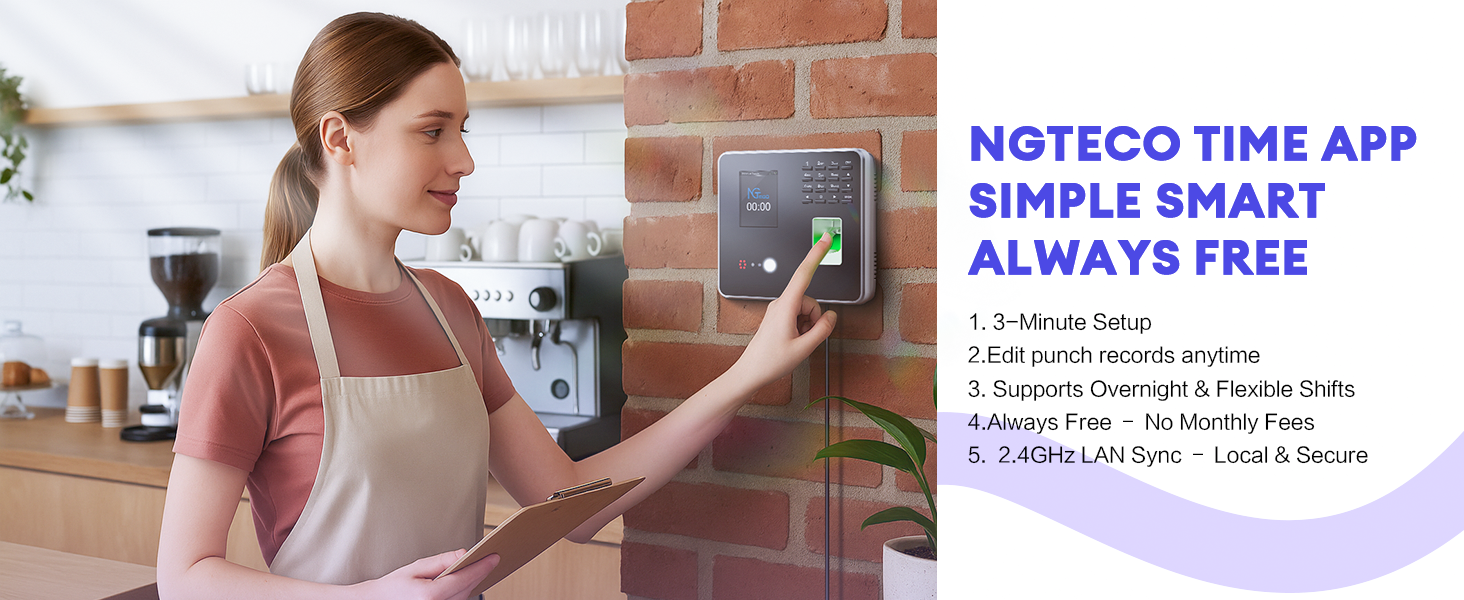NGTeco MB2 Face Time Attendance Machine RFID Card PIN Finger Time Clock ...